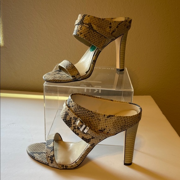 Calvin Klein | Shoes | Calvin Klein Snakeskin Heels Tan And Cream ...